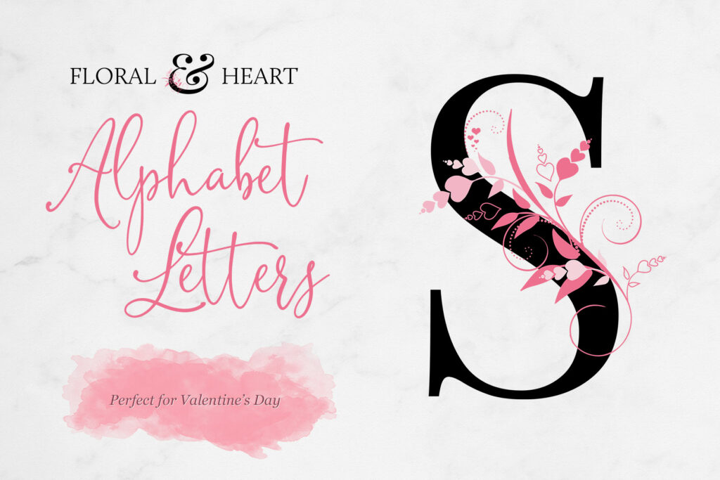 Floral & Heart Alphabet Letters - Maggie Stilwell Design