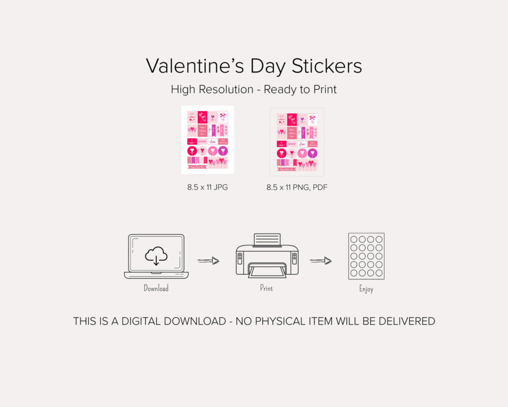 Printable Valentine's Day Stickers | Planner & Craft Decor