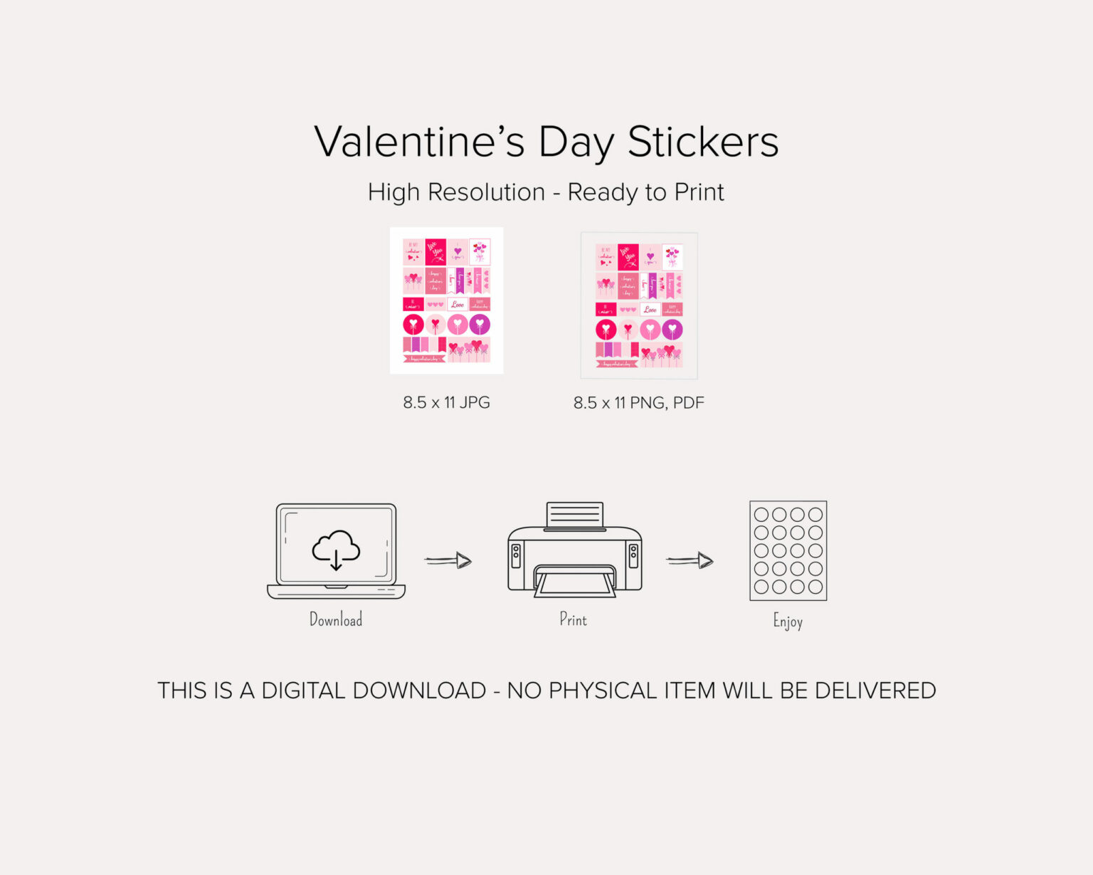 Printable Valentine's Day Stickers | Planner & Craft Decor