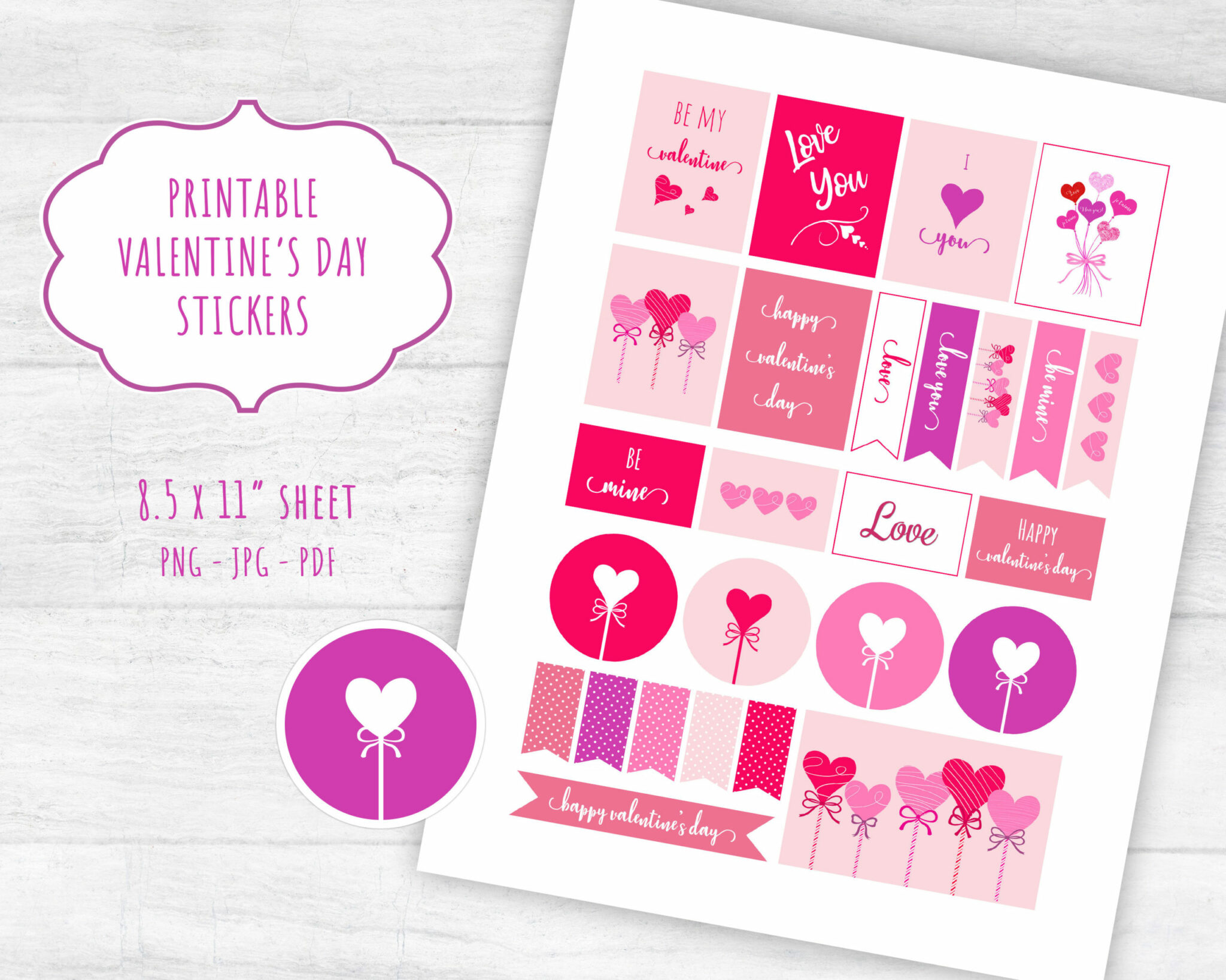 Printable Valentine's Day Stickers | Planner & Craft Decor