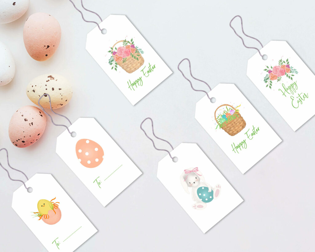 Printable Easter Gift Tags | Cute Bunny & Easter Egg Designs
