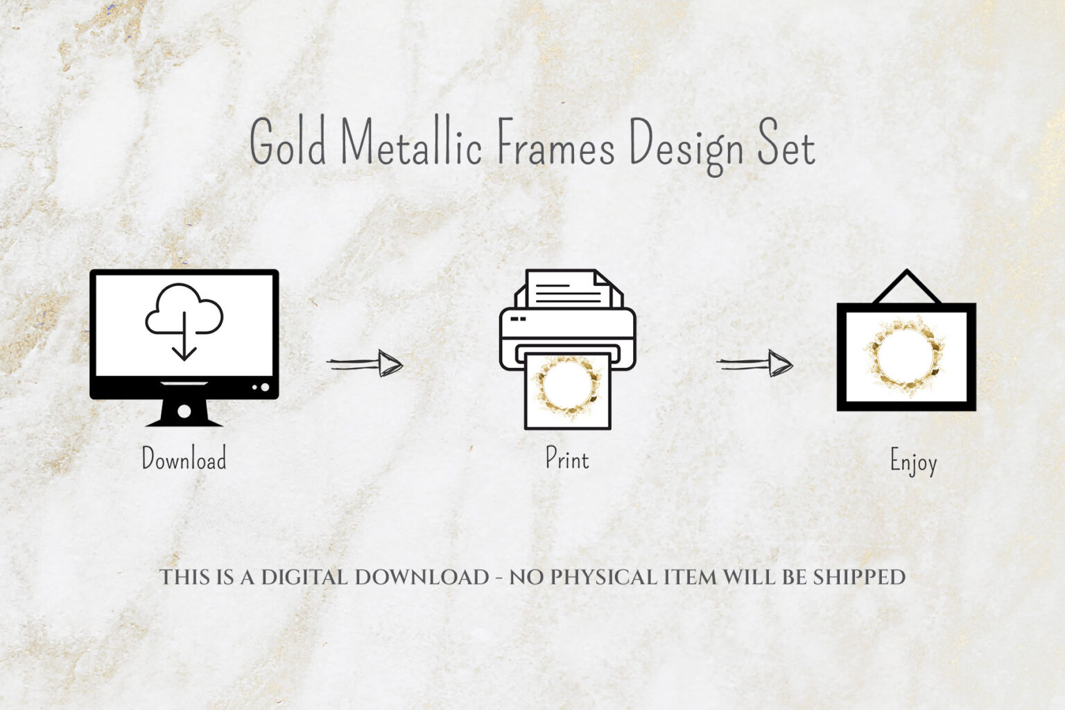 Gold Metallic Frames & Borders | Elegant Digital Design Set
