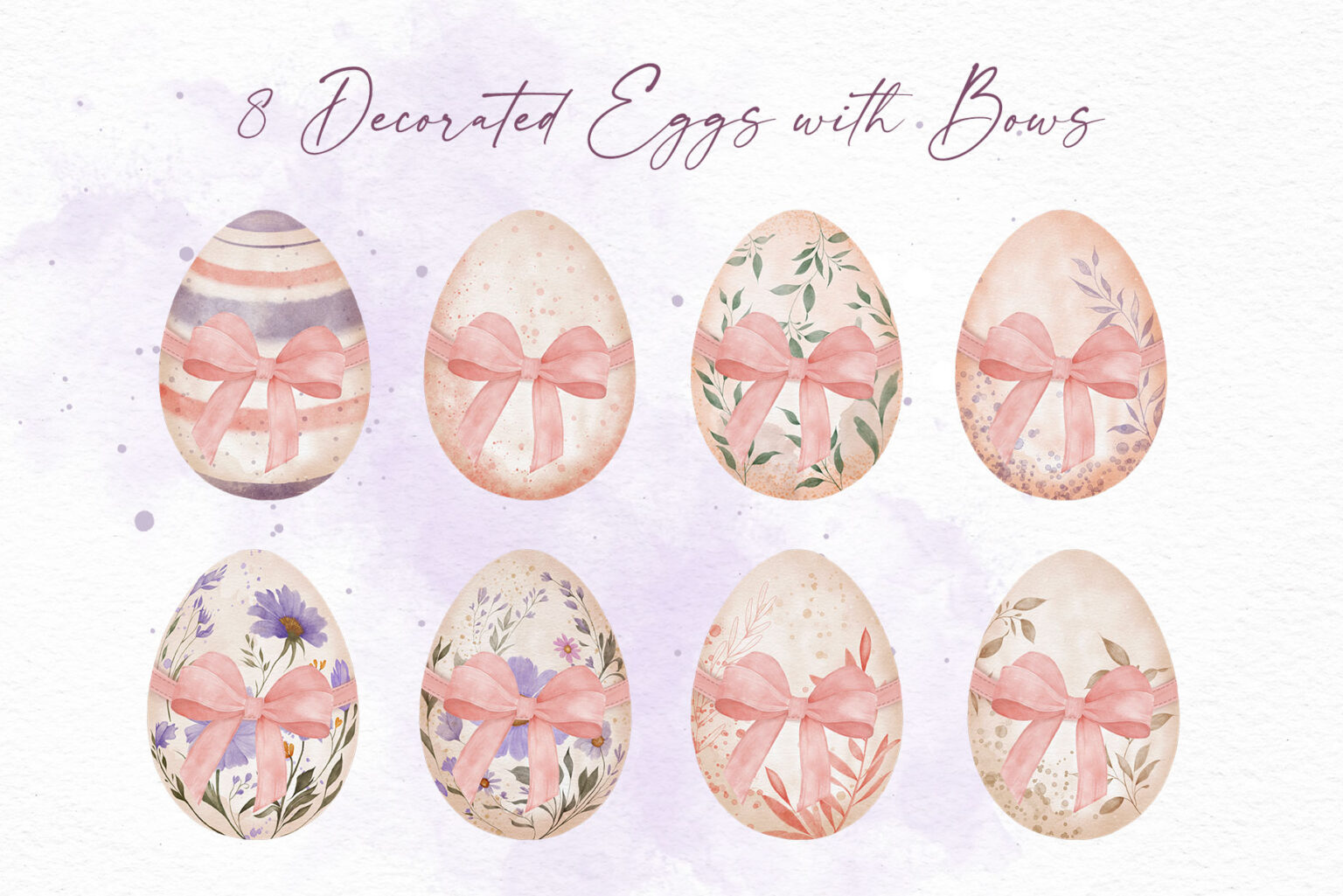 Floral Easter Eggs Clipart Set | Elegant Easter Graphics