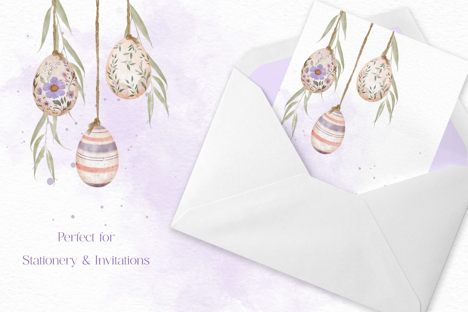 Floral Easter Eggs Clipart Set | Elegant Easter Graphics