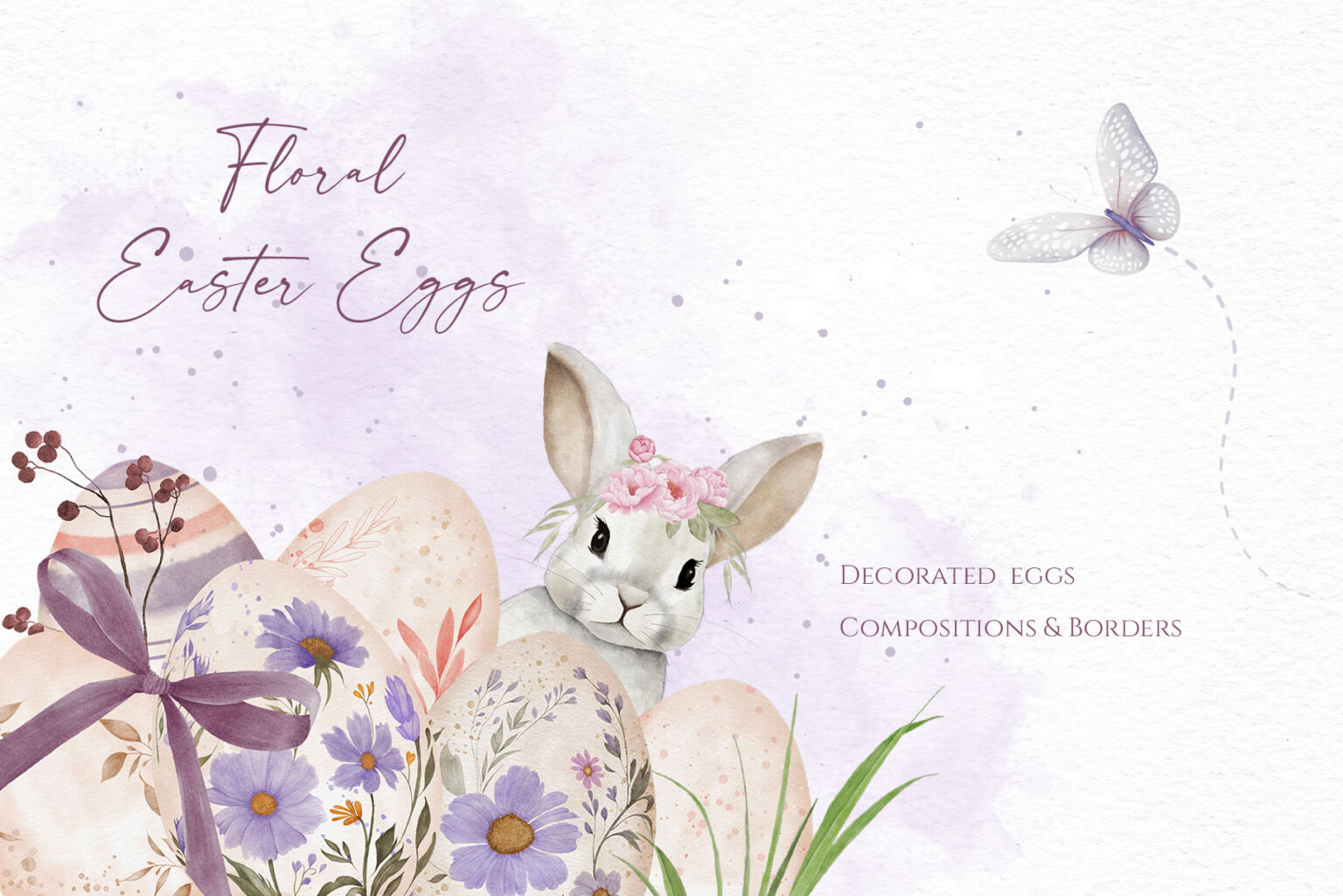 Floral Easter Eggs Clipart Set | Elegant Easter Graphics